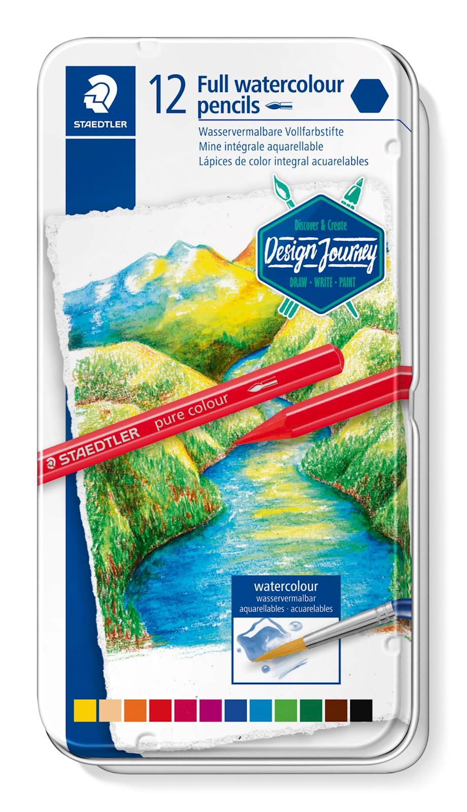 Barvice Staedtler Pure Design Journey 12/1 v kovinski škatli | PETKA